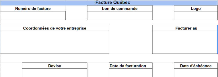 Modèle d’une facture Québec sur Excel - Le Cours Gratuit