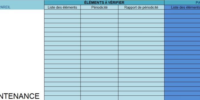 Modèle de plan maintenance préventive