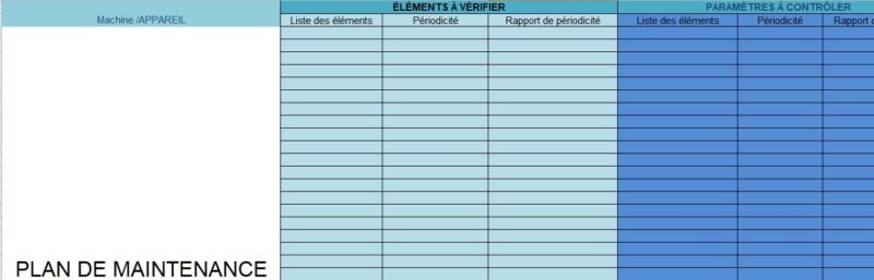 Modèle de plan maintenance préventive