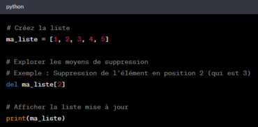 Supprimer un élément dans une liste avec un code python