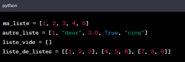 Liste en Python : Création, insertion et suppression d'éléments