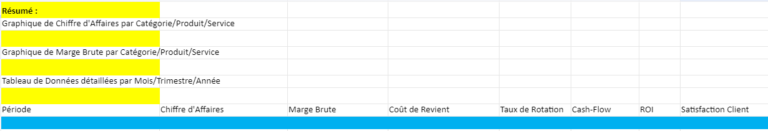 Tableau de bord Excel de contrôle de gestion : Modèle