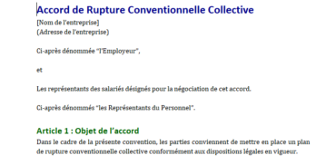 L’accord de rupture conventionnelle collective : Modèle Word