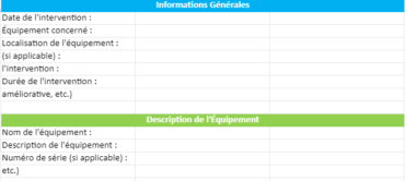 Fiche d'Intervention en Maintenance - Modèle Excel
