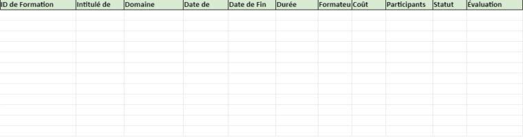 Tableau de Suivi de Formation Professionnelle : Modèle Excel