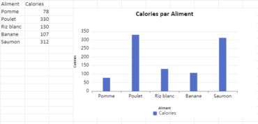 Calcul de la valeur nutritionnelle avec Excel : Modèle