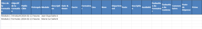 Modèle de Programme de Formation Word et Excel