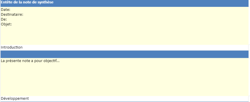 La Note de Synthèse : Structure et Modèle Vierge Excel