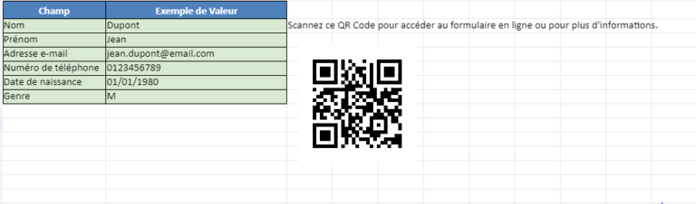 Modèle de Fiche d'Inscription Excel