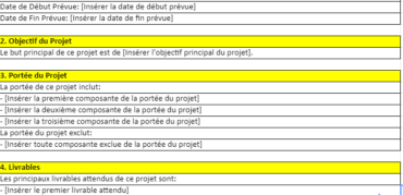 Télécharger un modèle Excel de charte de projet
