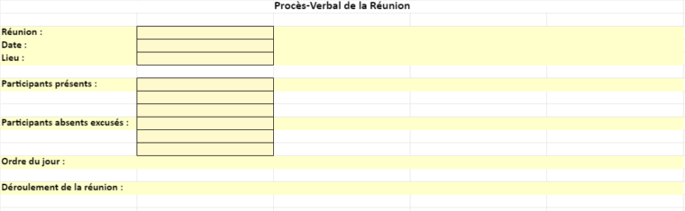 Modèle de Procès-Verbal de la Réunion dans Excel