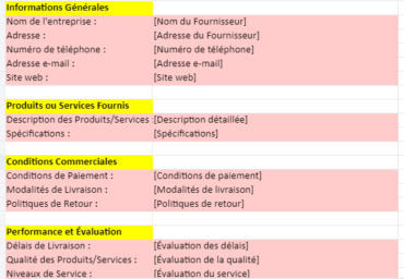 Télécharger Un Modèle De Fiche Fournisseur Dans Word Et Excel