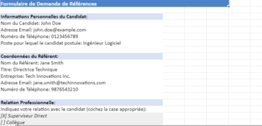 Modèle de Formulaire de Demande de Références à télécharger