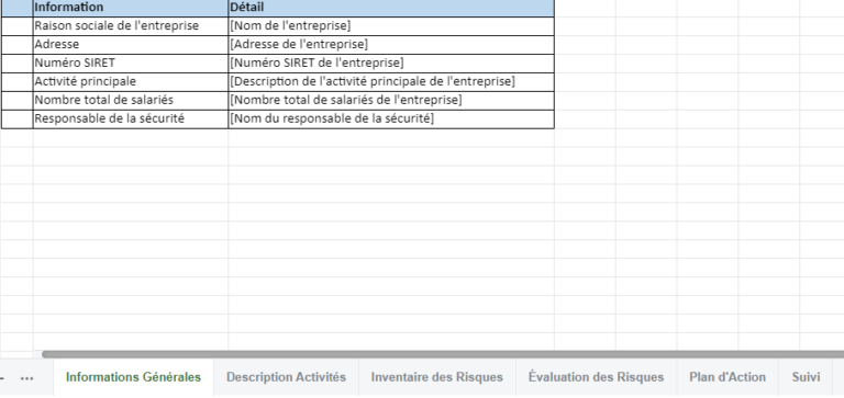 Prévention dans le BTP : Modèle du Document Unique