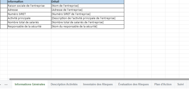 Prévention dans le BTP : Modèle du Document Unique
