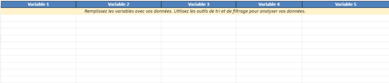 Feuille de tableau vierge : Modèle Excel