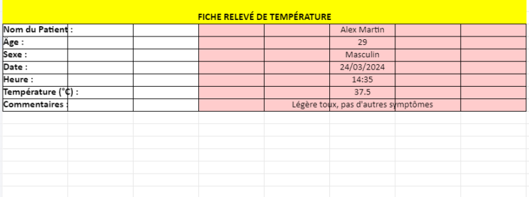 La Fiche Relevé de Température : Modèle téléchargeable