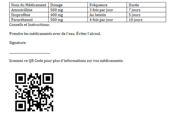 Modèle d'ordonnance médicale dans Word