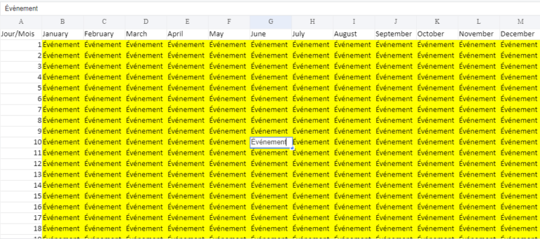 Modèle de Planning Annuel dans Excel et Utilisation