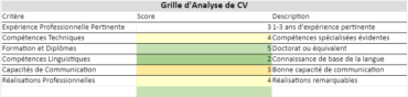 Grille d'Analyse de CV : Modèles Excel