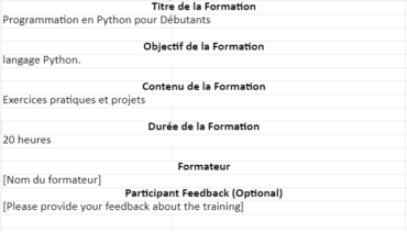 La Fiche de Formation dans la Pratique : Modèle Vierge