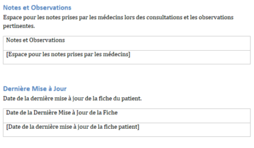 Fiche Patient : Modèle Vierge Word