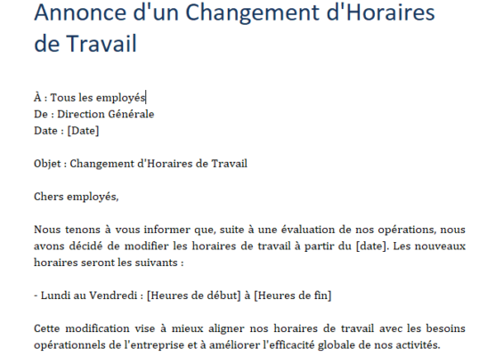 Exemple de Note de Service dans Word