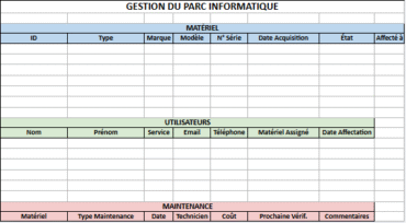 Modèle de Fichier Inventaire Parc Informatique dans Excel