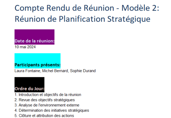 Template de Compte Rendu de Réunion Excel + Word