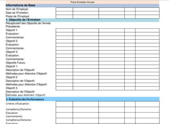 Fiche Entretien Annuel dans Word
