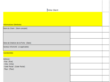 Modèle Fiche Client Excel et Word