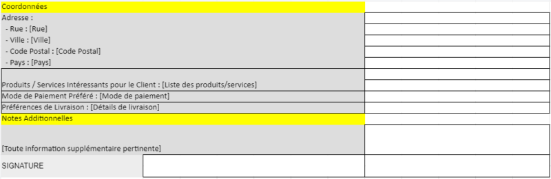 Modèle Fiche Client Excel et Word