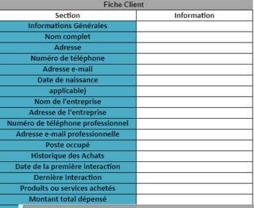 Exemple Fiche Client Excel : Décryptage