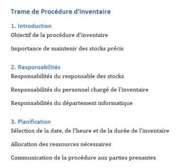 Modèle d'une procédure d'inventaire