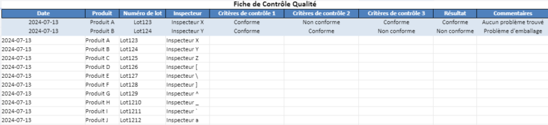 15 Templates Excel pour le Suivi de la Qualité et la Traçabilité