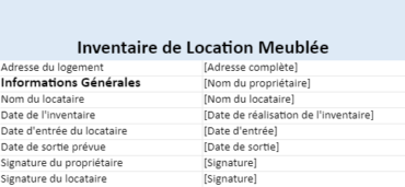Modèle Inventaire pour une Location Meublée dans Excel
