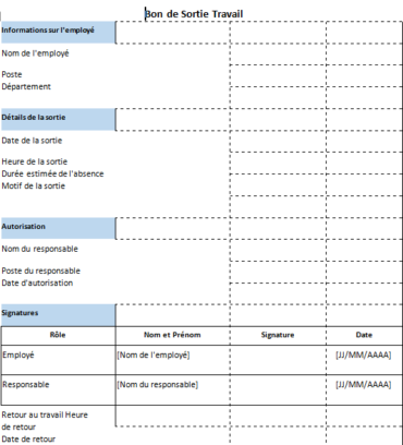 Bon de Sortie Travail : Un Guide Complet - Modèle Excel et Word