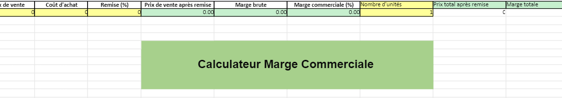 Calculer une marge commerciale dans Excel