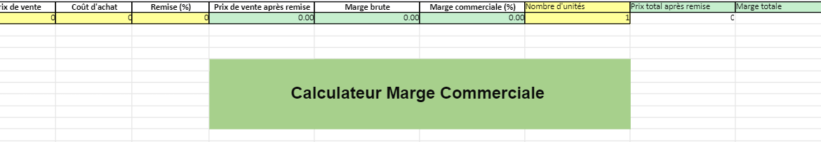 Calculer une marge commerciale dans Excel