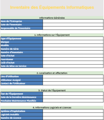 Inventaire des Équipements Informatiques : Modèle Excel et PDF