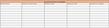Modèle Vierge du Journal des Écritures Comptables