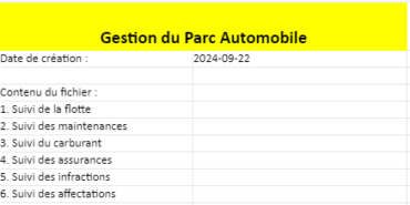 Gestion du Parc Automobile : Modèle Excel Personnalisable