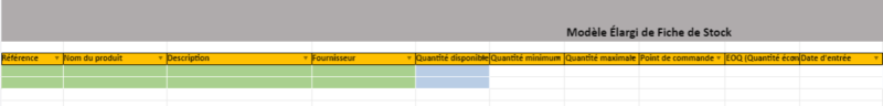 Télécharger un modèle de fiche de stock dans Excel
