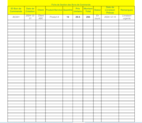 Fiche de Gestion des Bons de Commande Vierge