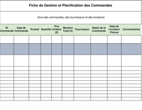 Fiche de Gestion et de Planification des Commandes