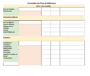 Fiche de Prise de Référence dans Word et Excel