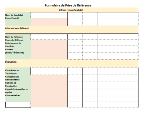 Fiche de Prise de Référence dans Word et Excel