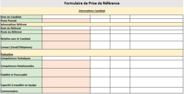 Fiche de Prise de Référence dans Word et Excel