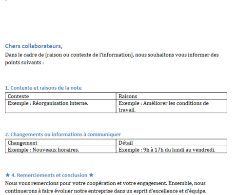 Modèle Word de Note d'Information aux Salariés