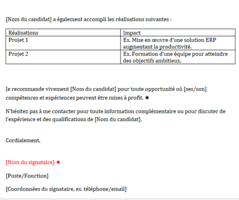 La Lettre de Références Professionnelles : Modèle Word
